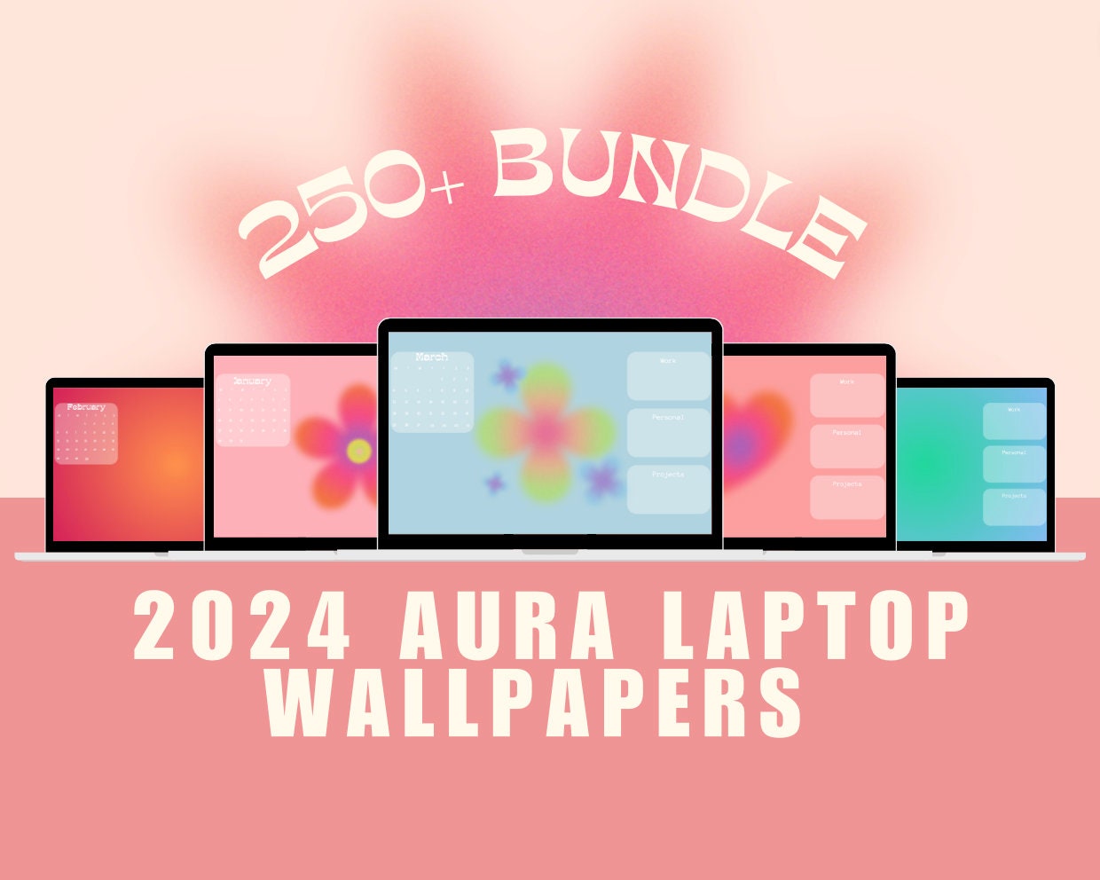 2024 Laptop Desktop Aura Wallpaper Organiser Bundle | School, Work and ...
