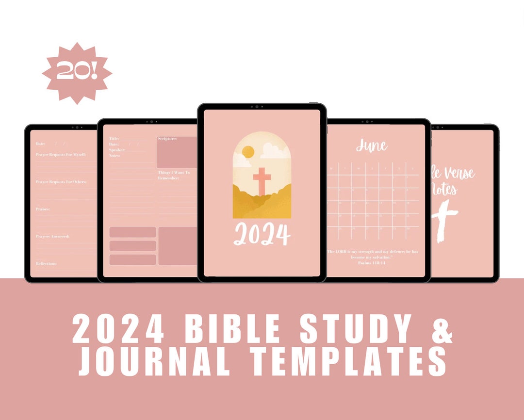 2024 Bible Study & Journal Templates | Monthly Overviews, Church Notes ...
