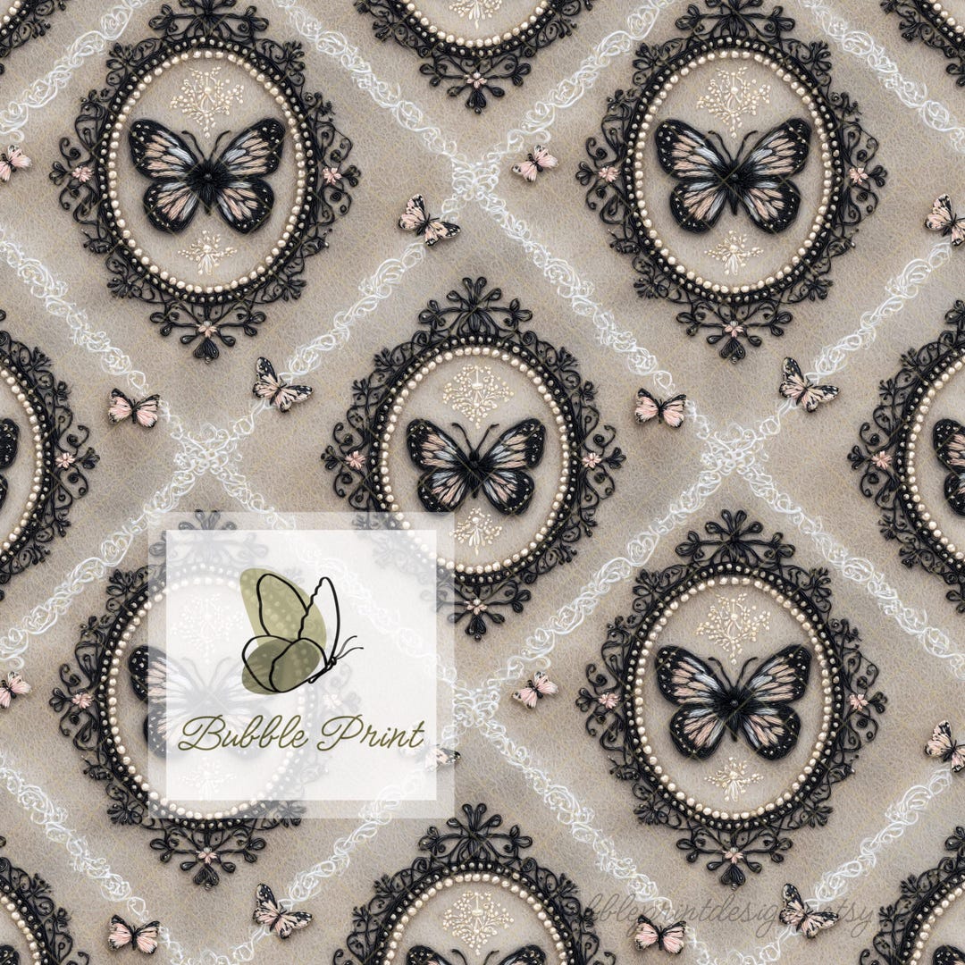 Monarch Butterfly Seamless Pattern: Neutral Fabric Design (JPG Digital ...