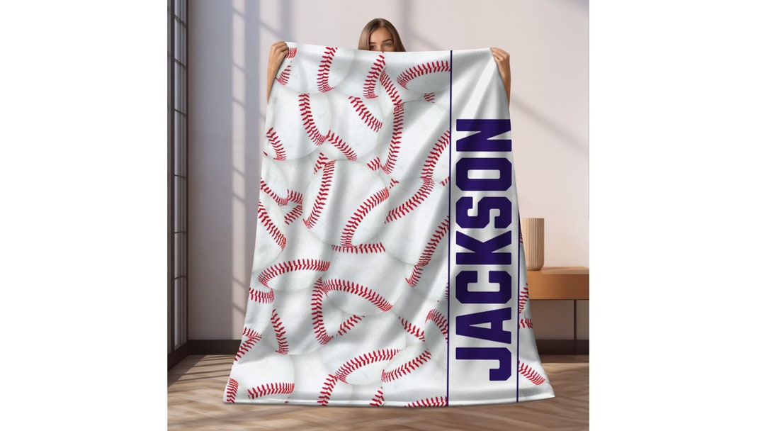 Personalized Baseball Blanket With Name – Custom Baseball Player Gift ...