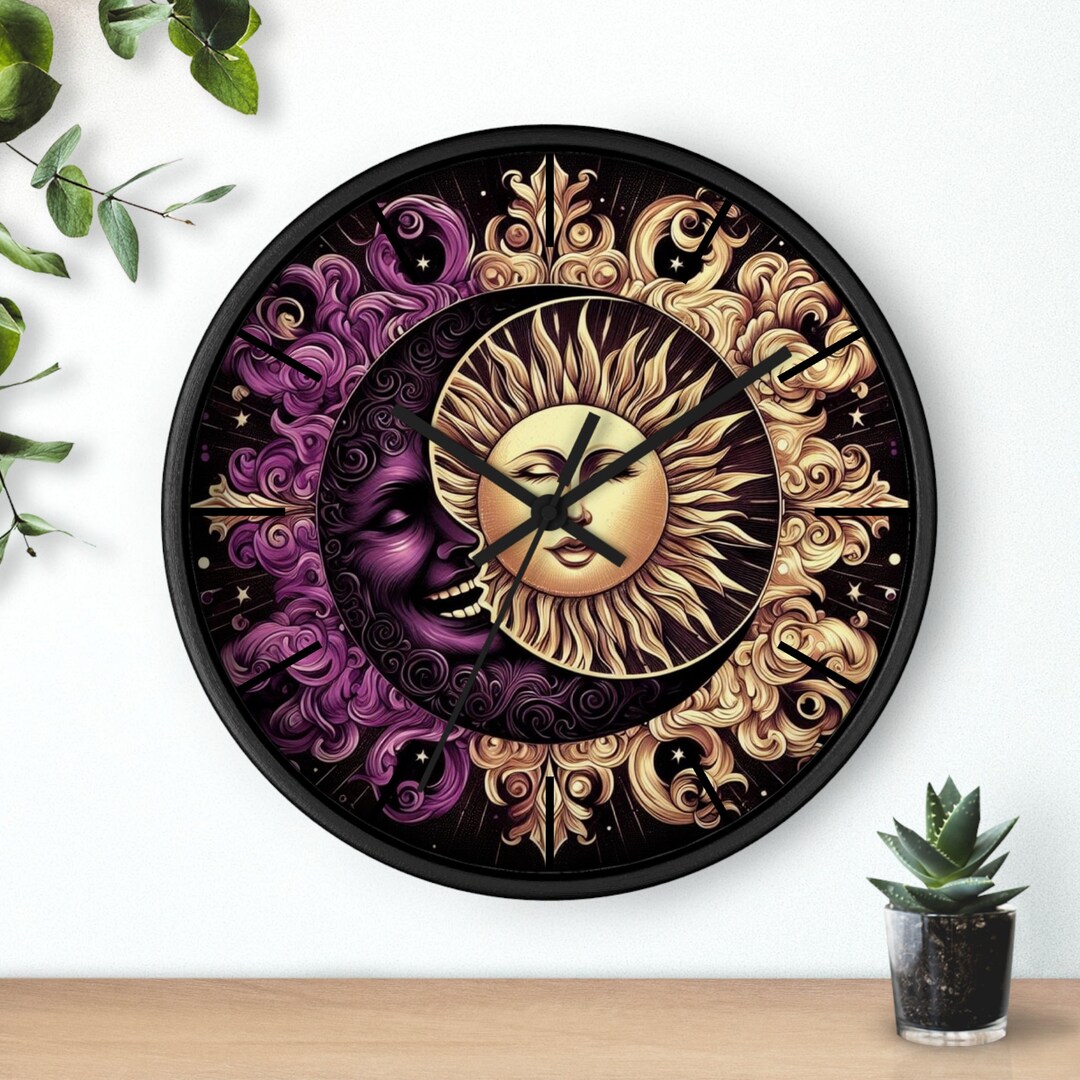 Witchy Round Wall Clock, Bedroom Clock, Unique Decor, Round Wall Clock ...