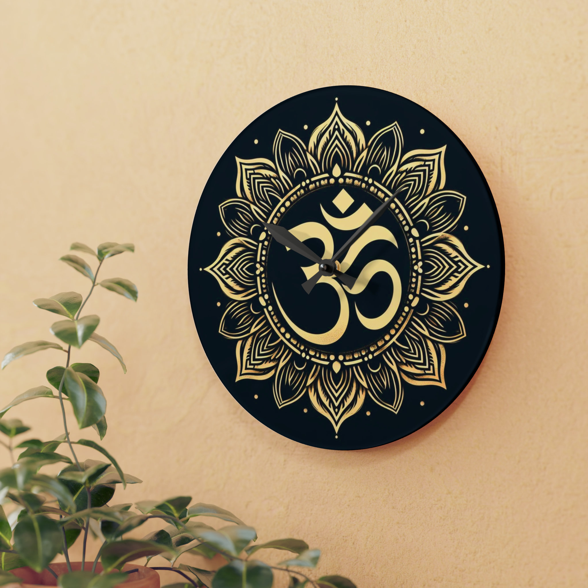 OM Wall Clock, Round Wall Clock. Square Wall Clock, Mandala Wall Art ...