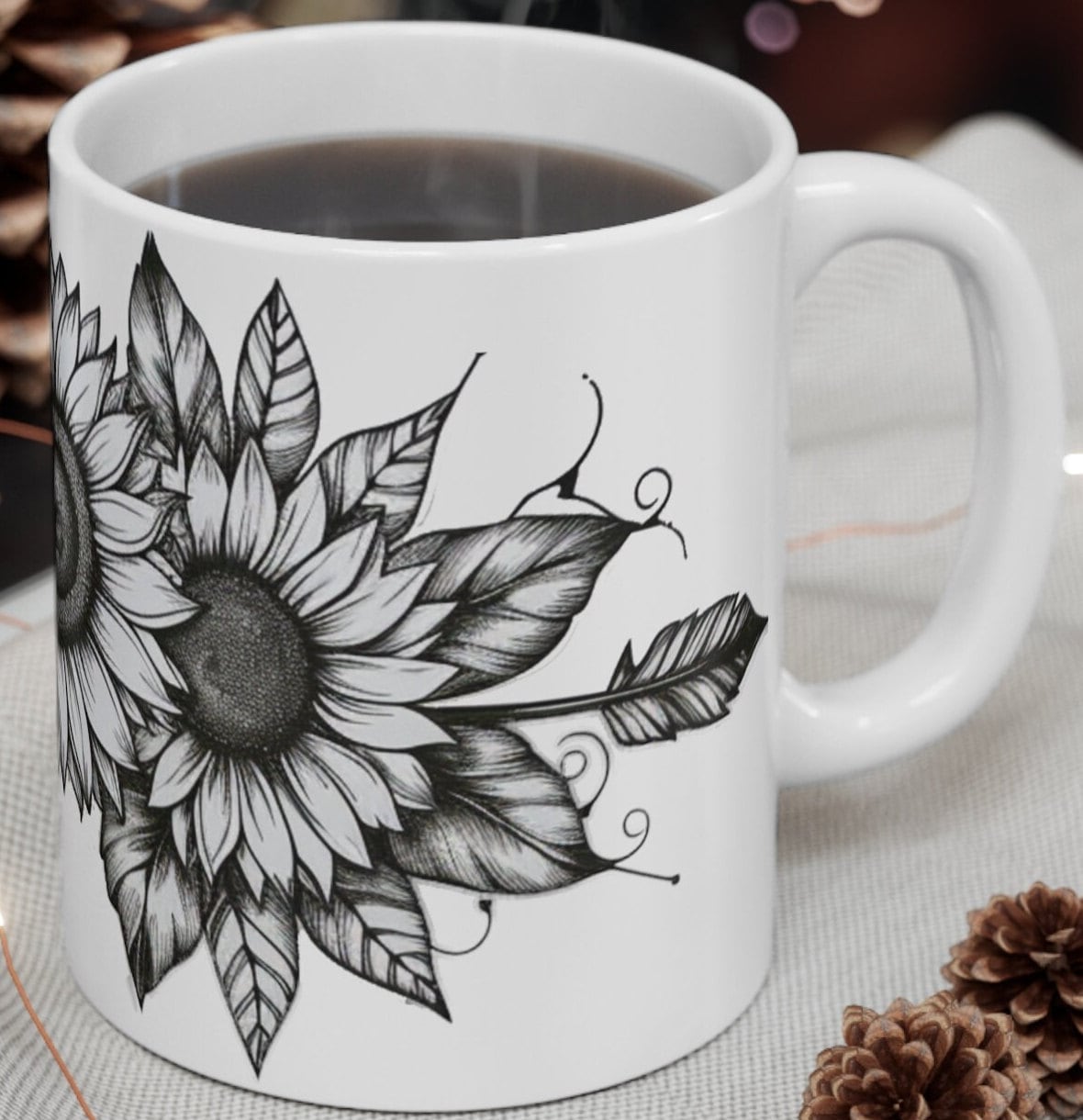 Sunflower Coffee Mug Sunflower Pattern Cup Pretty Sunflower Coffee Mug ...