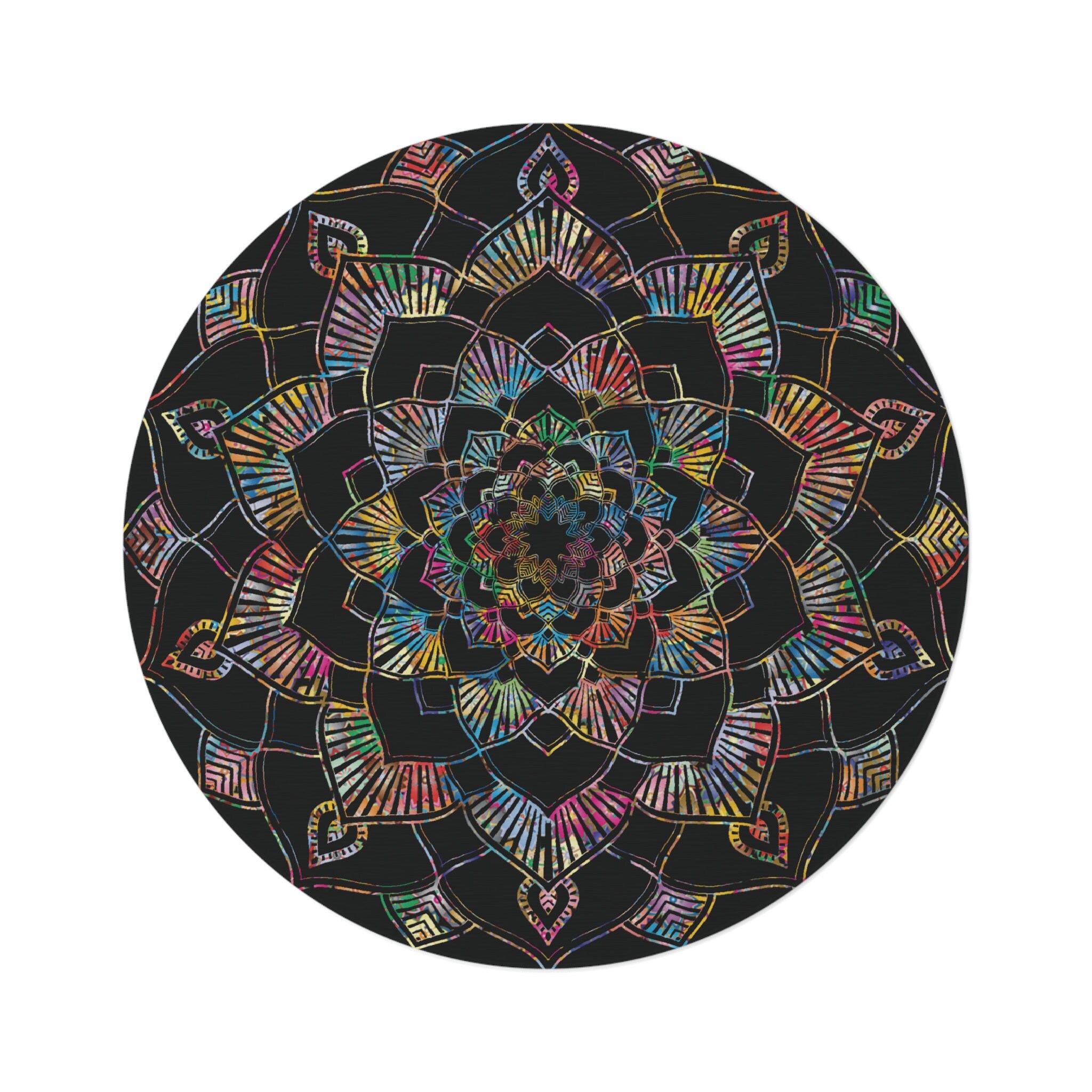 Mandala Circular Rug Multi Color Meditation Style Floor Decor, Circle ...