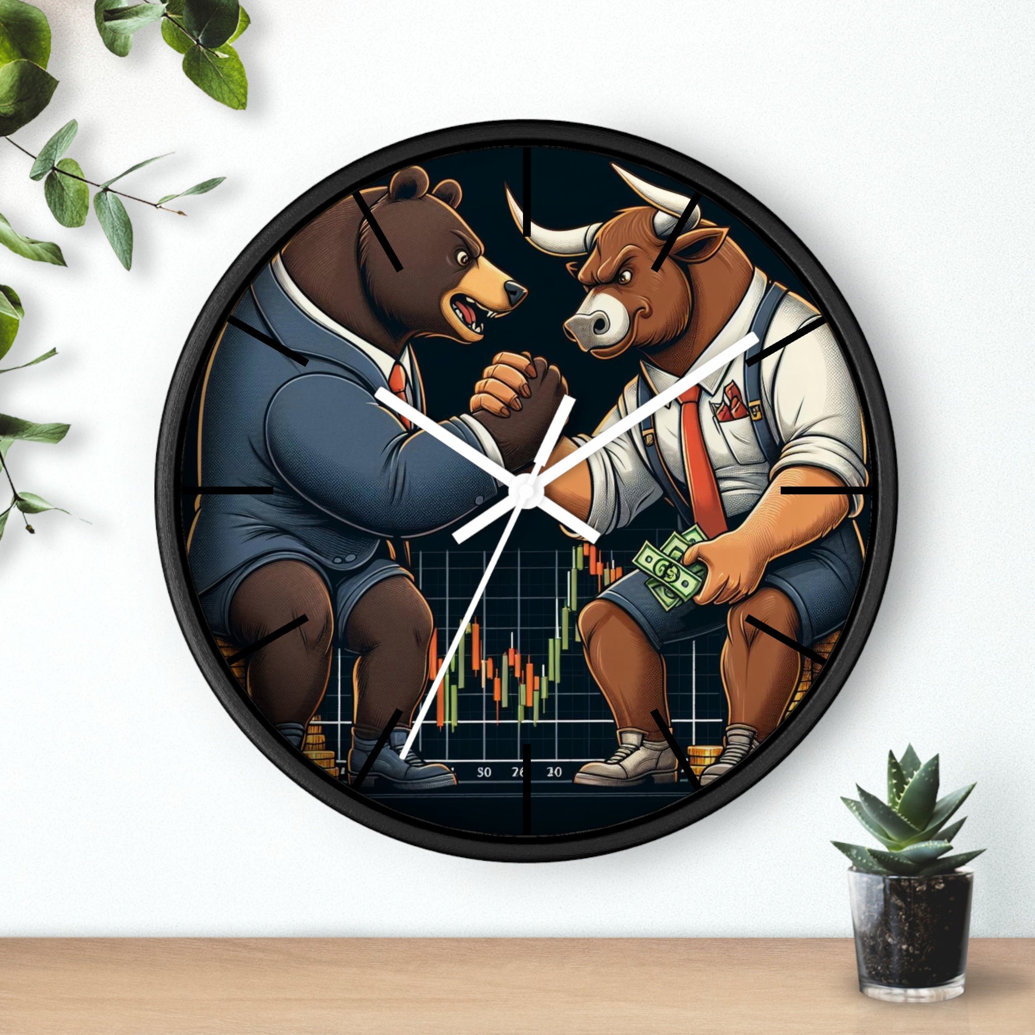 Bull or Bear Wall Clock, Stock Market Themed Wall Clock, Gift for Him ...