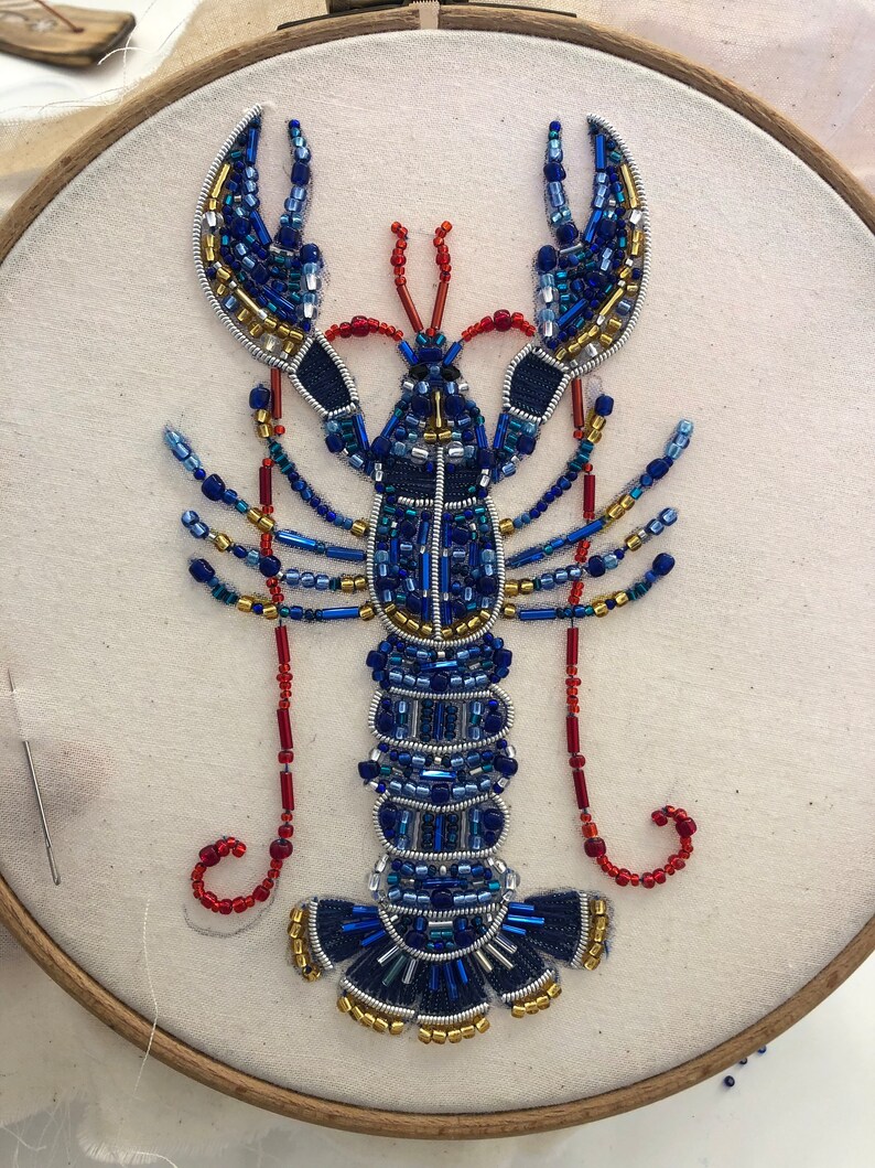 Hand Beaded Embroidered Lobster - Etsy