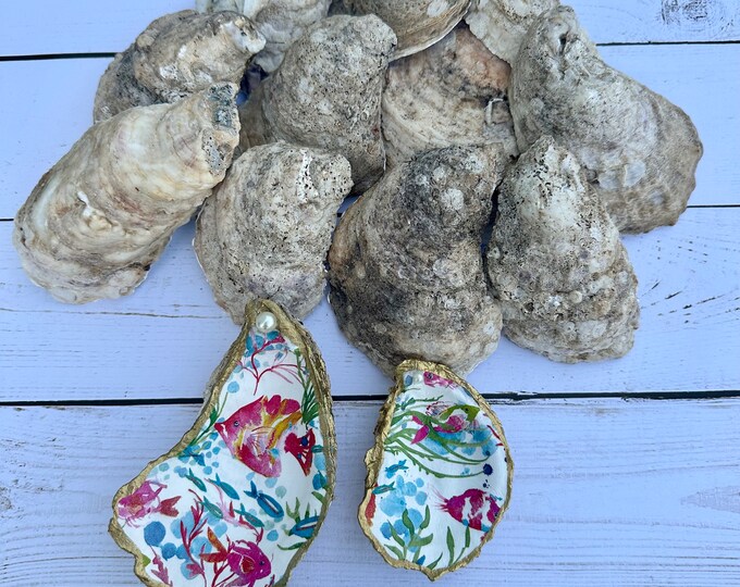 Tropical Fish Design Oyster Shell Jewelry Dish / Trinket - Etsy