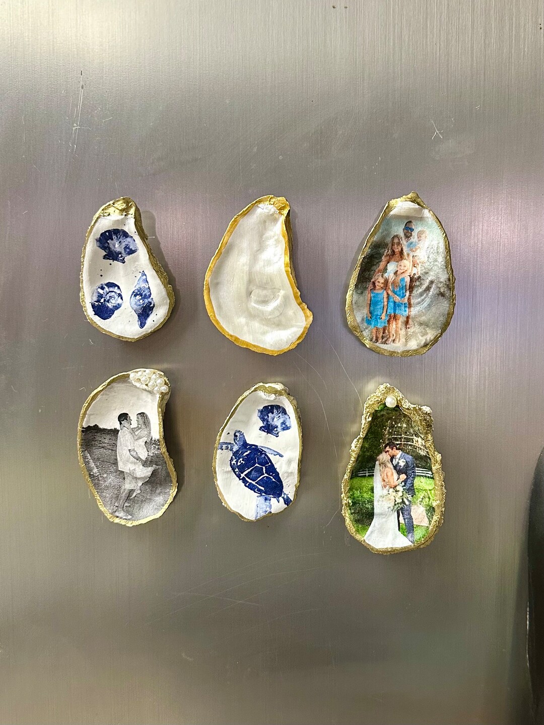 Customizable Oyster Shell Magnet Refrigerator Magnet Family Photo Shell ...