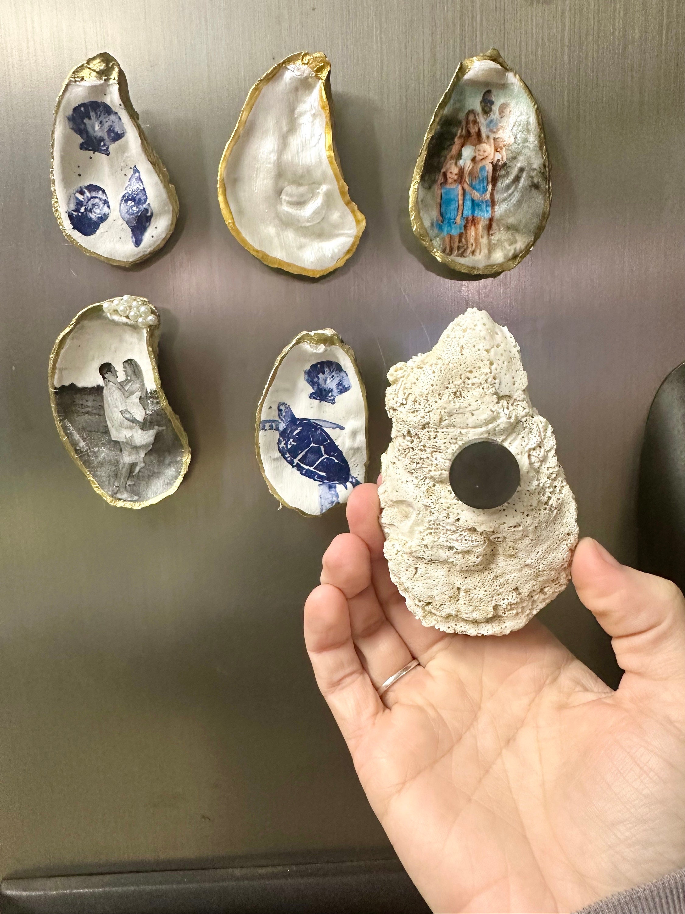 Customizable Oyster Shell Magnet Refrigerator Magnet Family Photo Shell ...