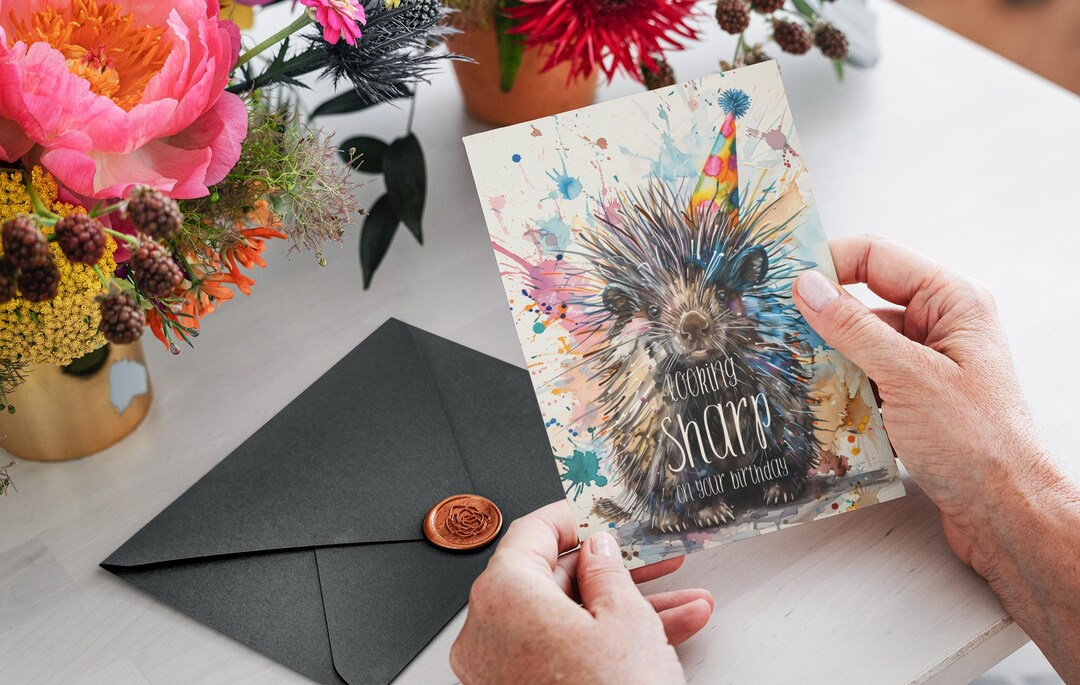 Porcupine Birthday Card A6 Printable Greeting Card, Digital Download ...