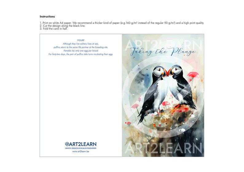 Puffin Love & Wedding Wishes A6 Printable Greeting Card, Digital ...