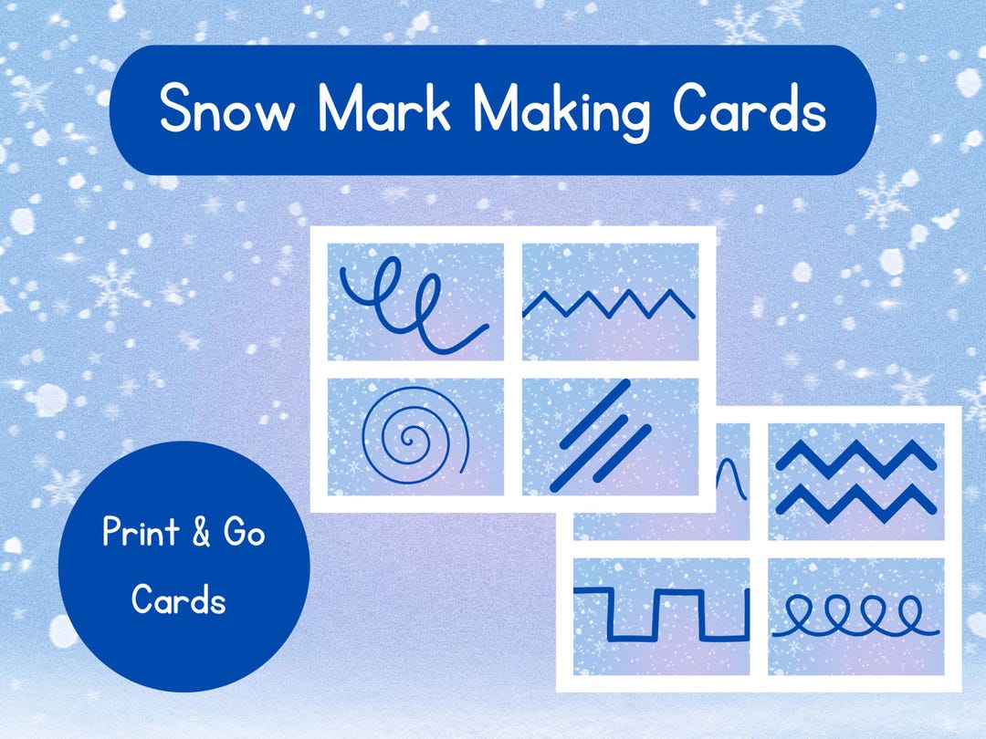 Snow Mark Making Cards | Winter Mark Making |early Literacy Activity | Pre-writing Cards ...