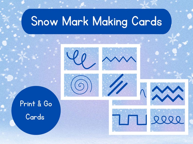 Snow Mark Making Cards Winter Mark Making early Literacy Activity Pre ...