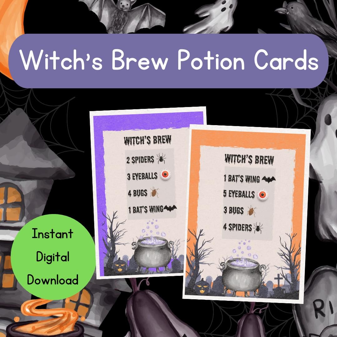 Witch's Brew Potion Cards | 2 Potion Cards | Classroom, Nursery or Home ...