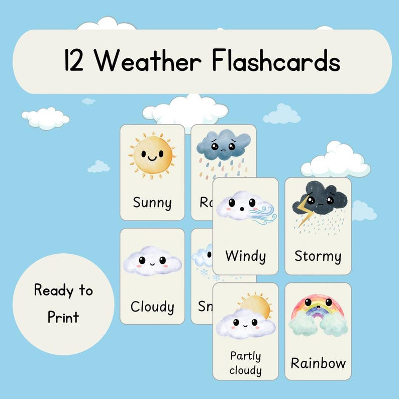 Weather Flashcards | 12 Weather Types | Early Learning Resource ...