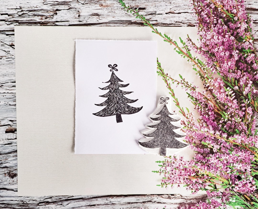 Christmas Tree Rubber Stamp: Festive Pine for Holiday Crafts for Kids ...