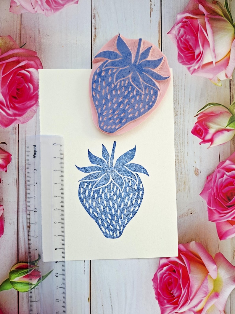 Strawberry Stamp, Realistic Fruit Rubber Stamp for DIY Crafts - Etsy
