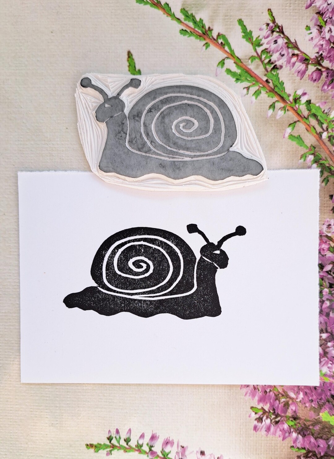 Snail Rubber Stamp – Cute Garden Snail Stamp for Scrapbooking ...