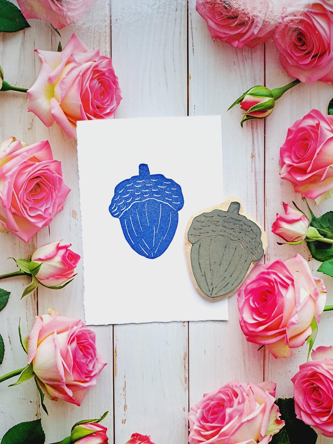 Acorn Branch Rubber Stamp, Botanical Scrapbooking Stamp - Etsy