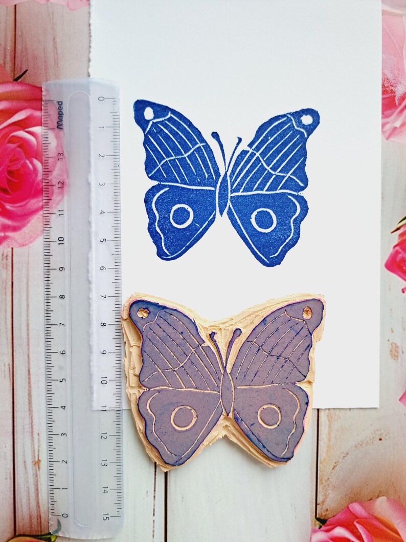 Stamp Butterfly, Hand Carved Printing Block: Delicate Insect Design for ...