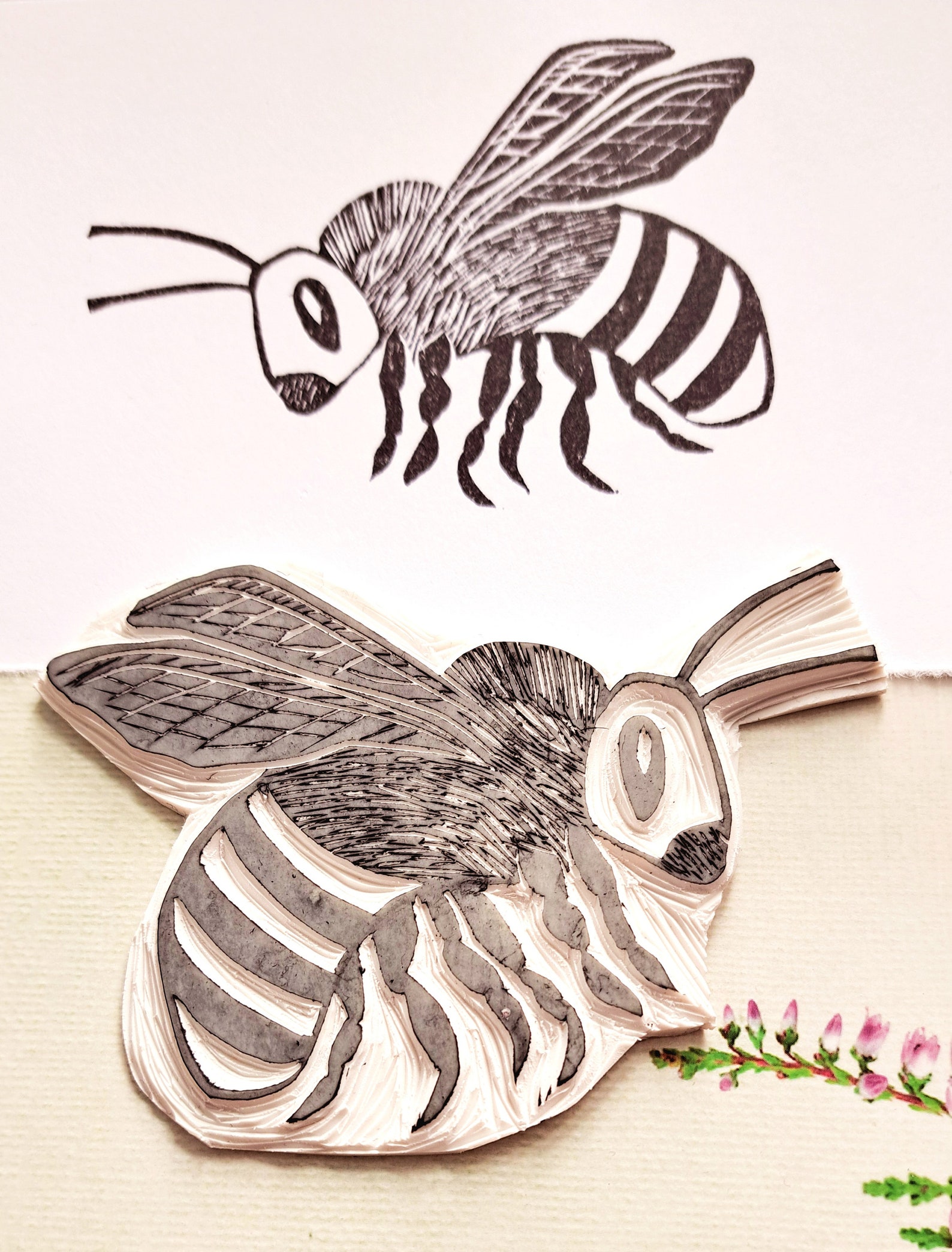Bee Rubber Stamp Detailed Honeybee Stamp for Scrapbooking Journaling ...