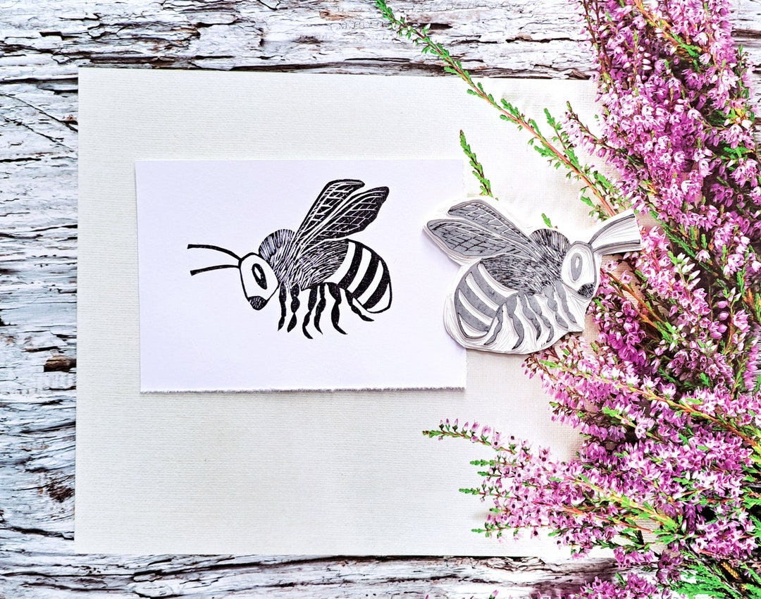 Bee Rubber Stamp Detailed Honeybee Stamp for Scrapbooking Journaling ...