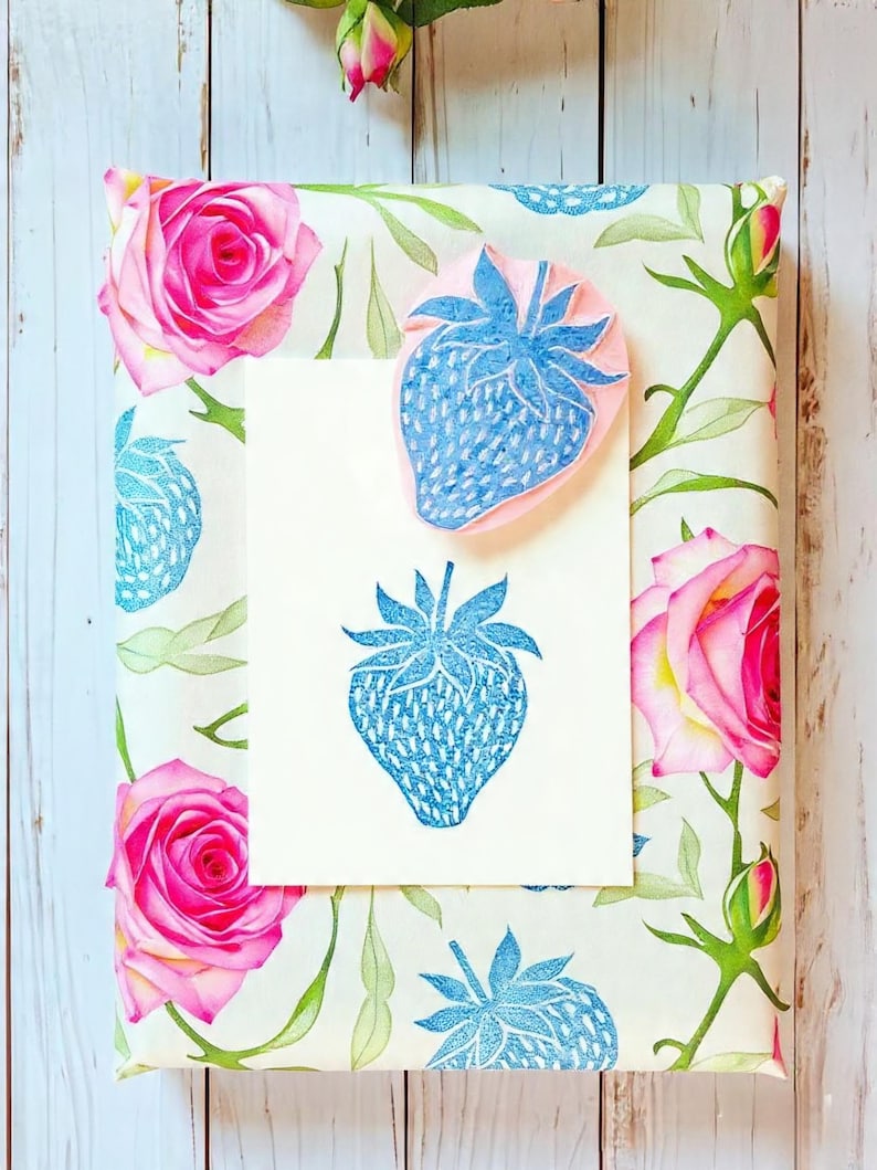 Strawberry Stamp, Realistic Fruit Rubber Stamp for DIY Crafts - Etsy