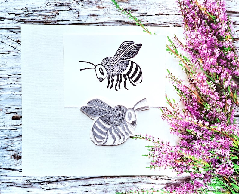 Bee Rubber Stamp Detailed Honeybee Stamp for Scrapbooking Journaling ...