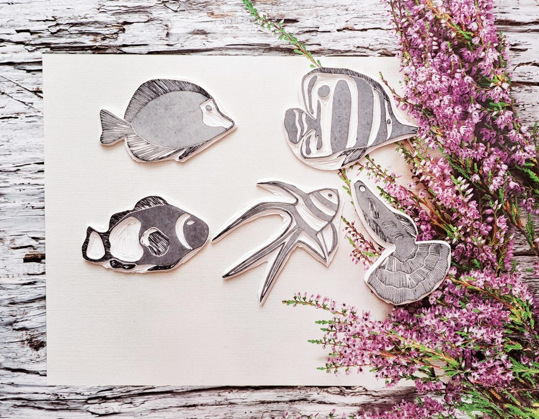 Fish Stamps Set Aquarium Sea Stamps Rubber Stamp for Art Journaling ...