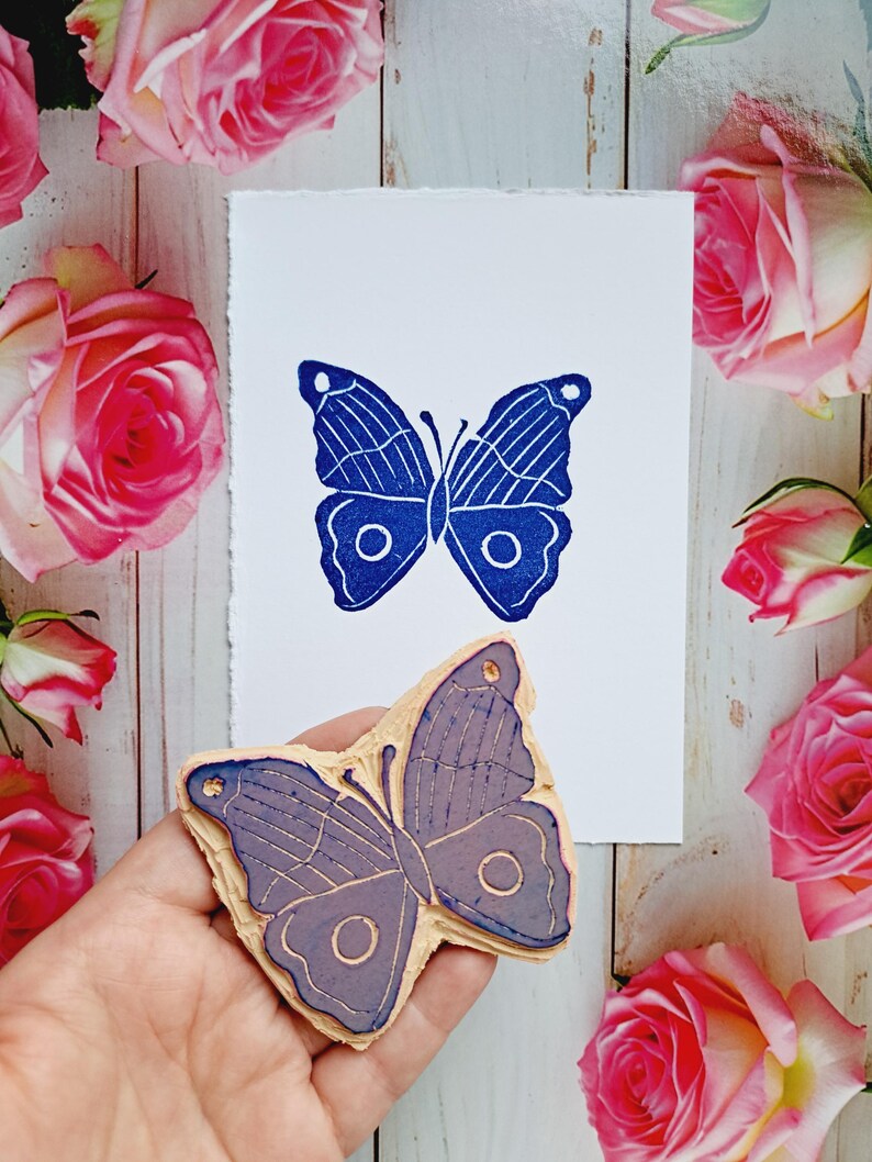 Stamp Butterfly, Hand Carved Printing Block: Delicate Insect Design for ...