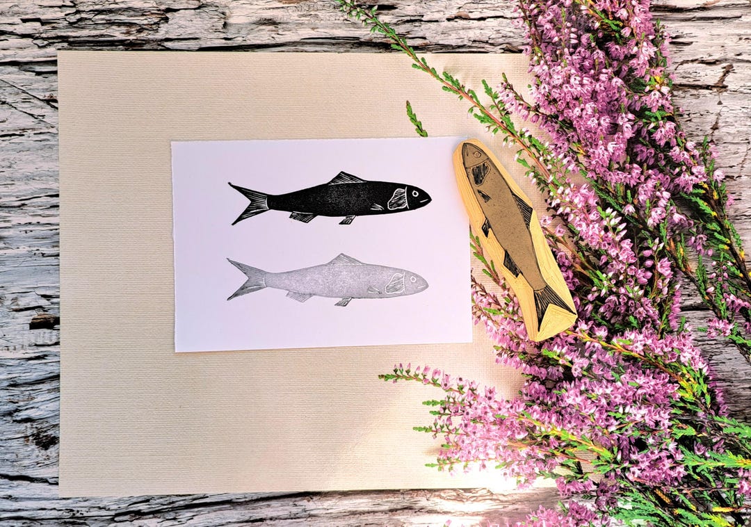 Sardine Rubber Stamp – Handcarved Fish Stamp for Journaling ...