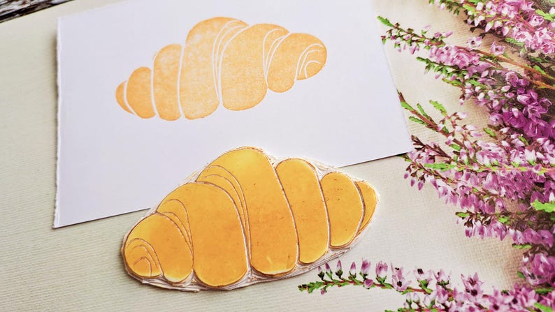 Croissant Rubber Stamp, French Bakery Stamp for Journaling ...