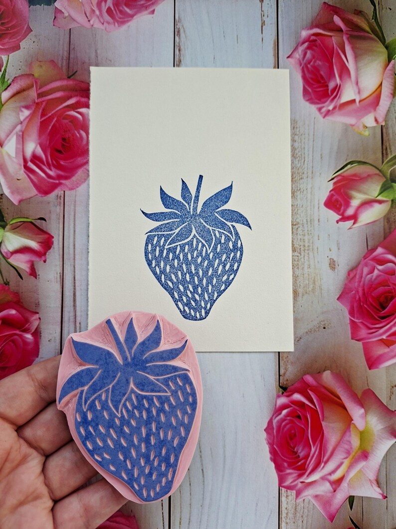 Strawberry Stamp, Realistic Fruit Rubber Stamp for DIY Crafts - Etsy