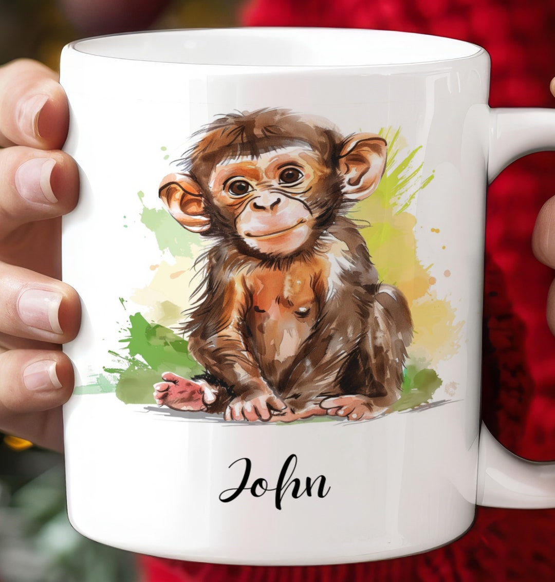 Personalized Monkey Mug, Custom Monkey Cup, Monkey Mug for Birthday ...