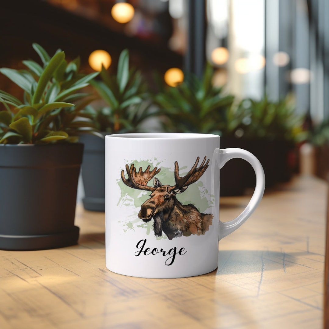 Moose Coffee Mug, Moose Mug With Name, Moose Gift, Elk Mug, Moose Lover ...