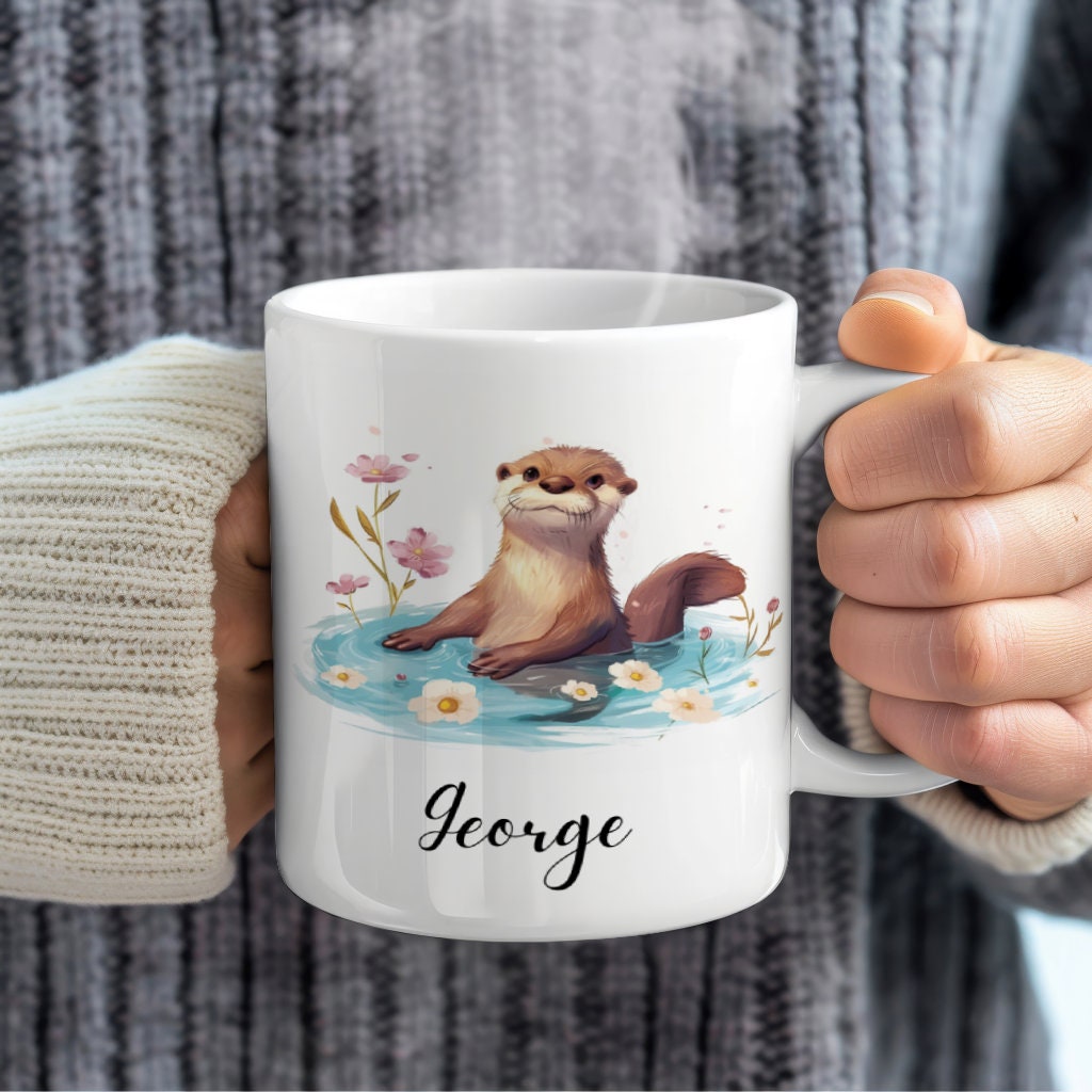 Custom Otter Mug, Cute Otter Mug, Otter Lovers, Sea Animals Mug ...