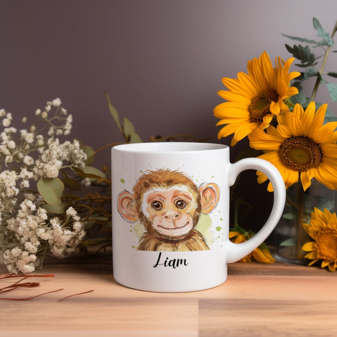 Monkey Mug, Custom Monkey Cup, Monkey Mug for Birthday, Personalized ...