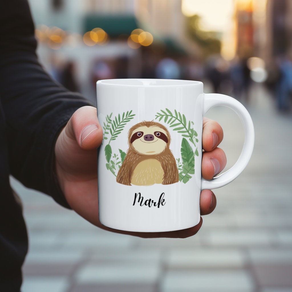 Personalized Sloth Coffee Mug, Sloth Theme, Gifts for Women & Girls ...