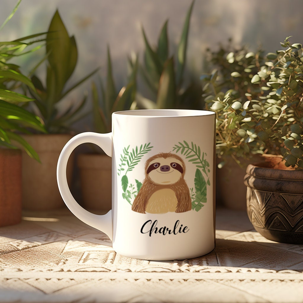 Personalized Sloth Coffee Mug, Sloth Theme, Gifts for Women & Girls ...