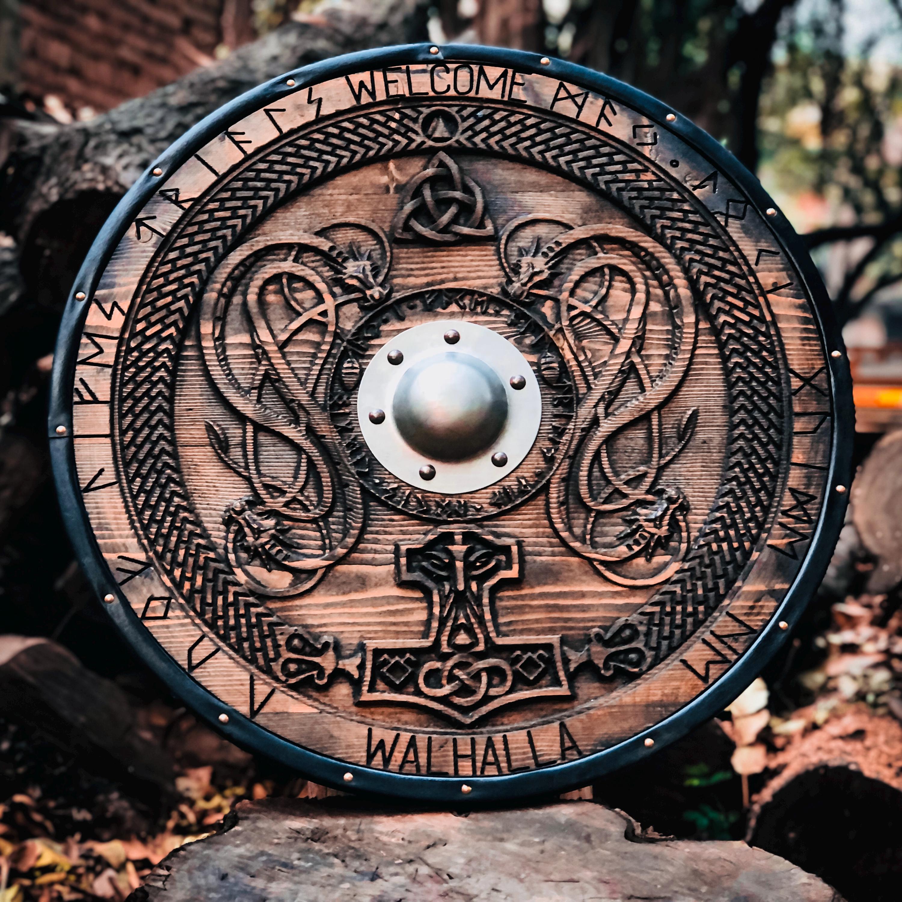 Custom Viking Shield, Medieval Shield, Carved Viking Gift, Wall Decor ...
