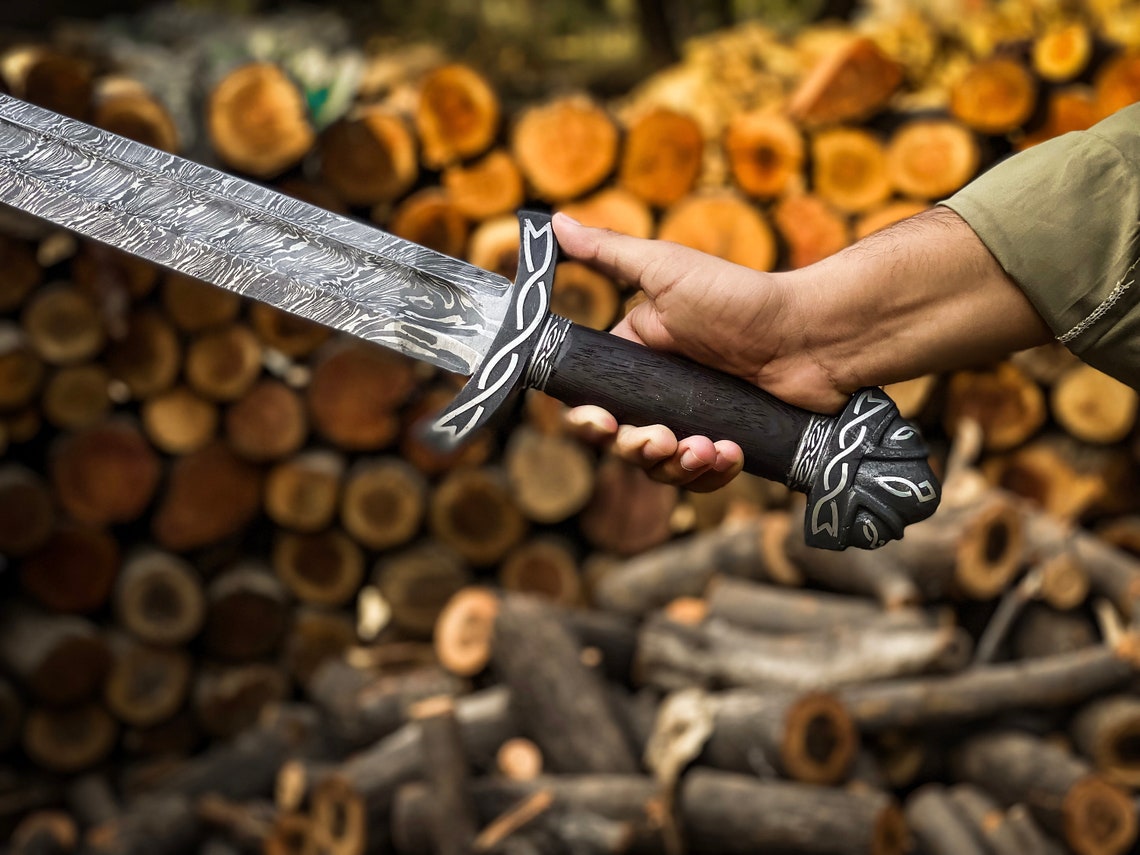 Hand Forged Damascus Steel NORTHMEN Sword, Medieval Viking Sword, Sword ...