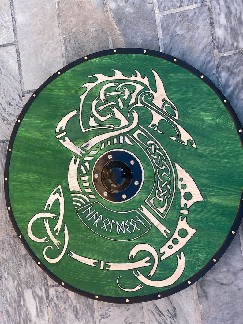 Medieval Viking Shield, Dragon Painted Viking Cosplay Shield, Viking ...