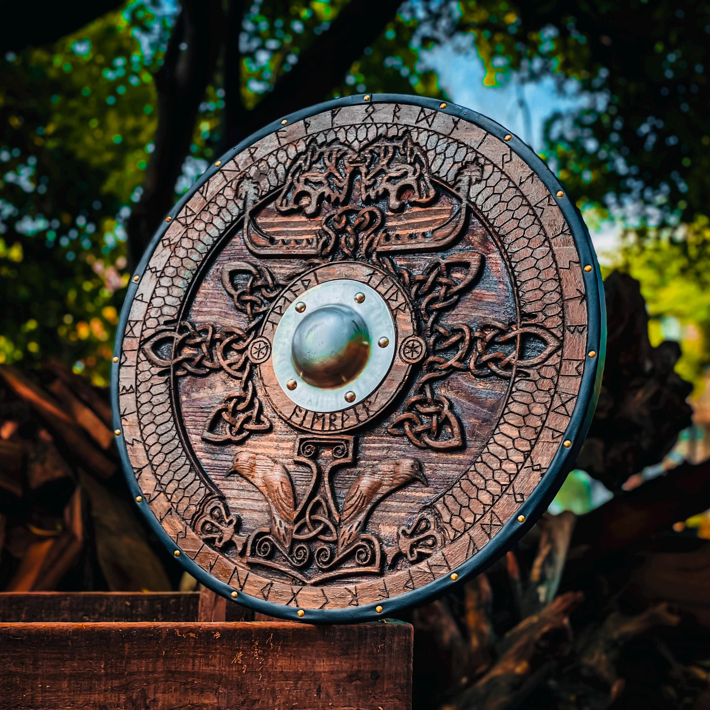 Custom Viking Shield, Medieval Round Shield, Carved Viking Gift, Wall ...