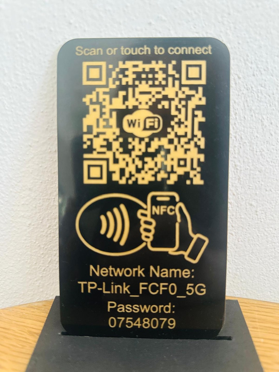 Custom Laser Etched Wifi Sign, NFC, QR Code Network Information, Touch ...