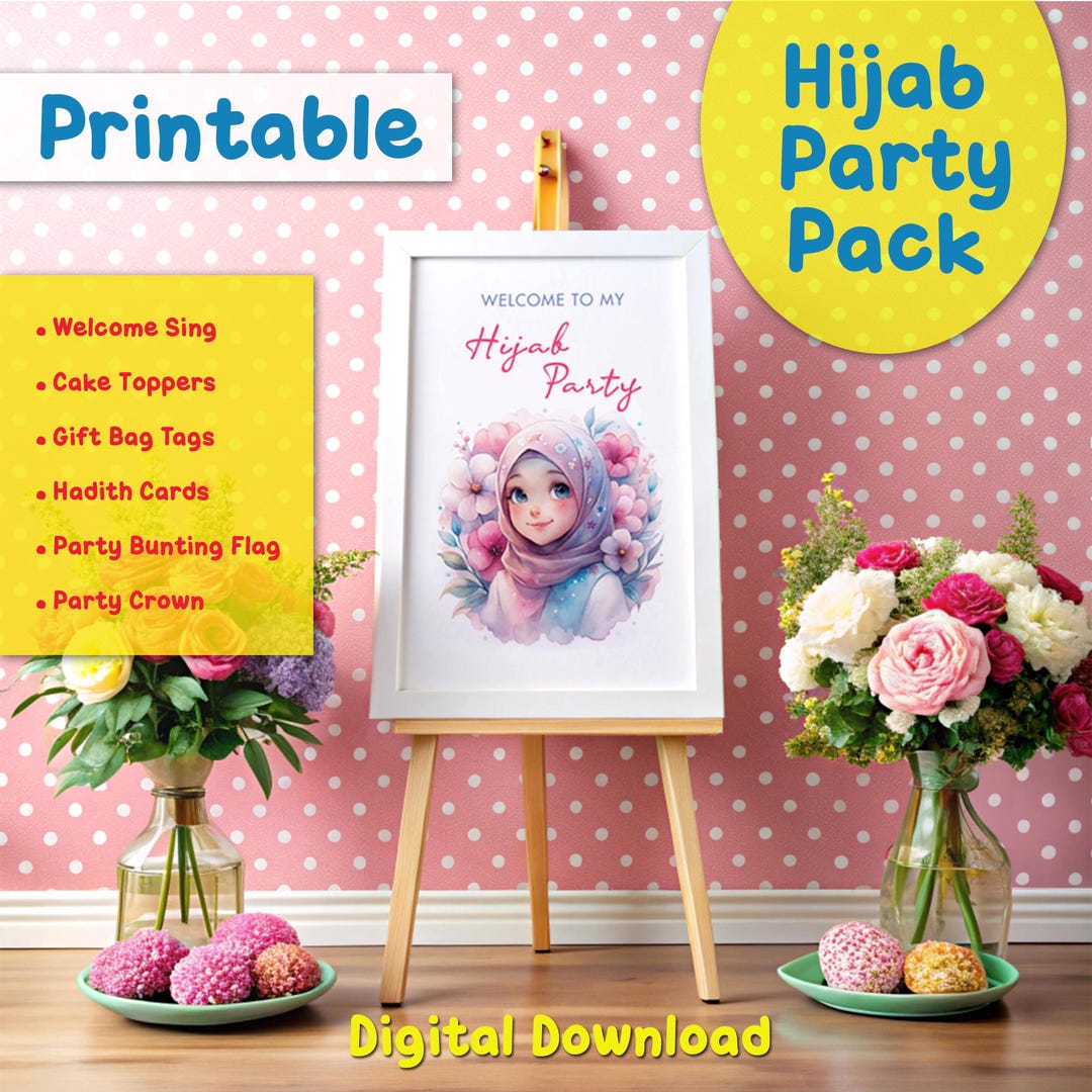 Hijab Party Pack Printable - Digital Download | Hijab Party Cake ...