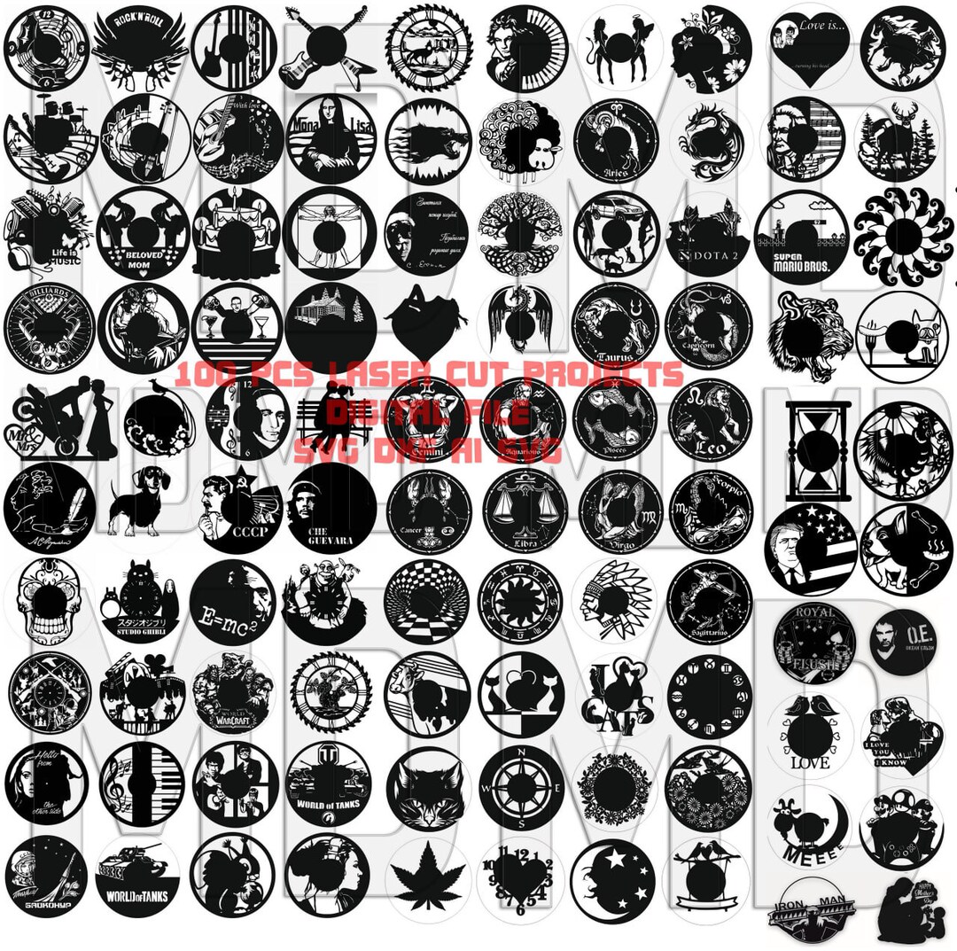 Custom Design 100 Projects Decor Mix Set 4 Template, Bundle, Art, Vinyl ...