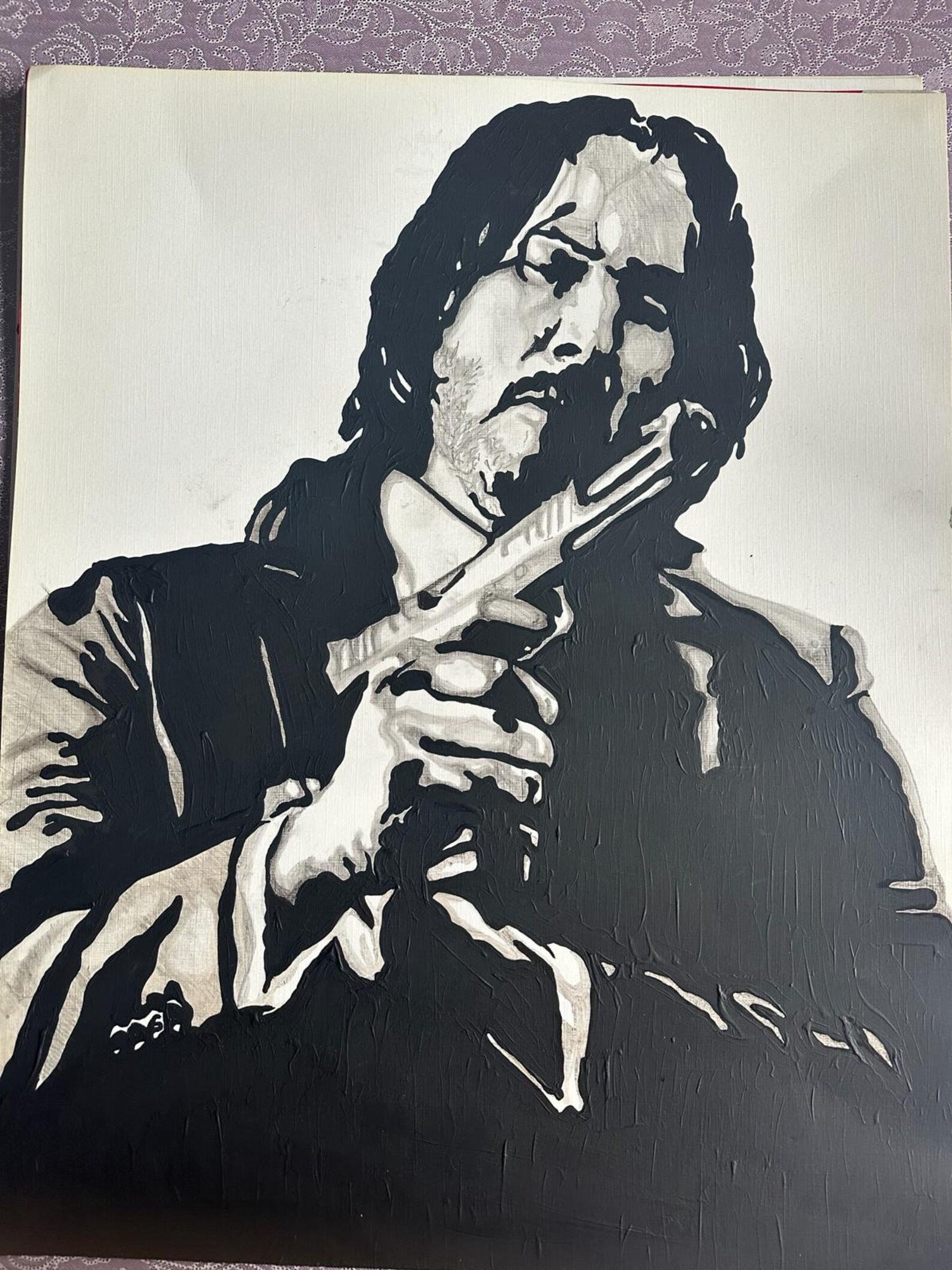 John Wick Played by Keanu Reeves (hand Drawn Black and White Acrylic ...