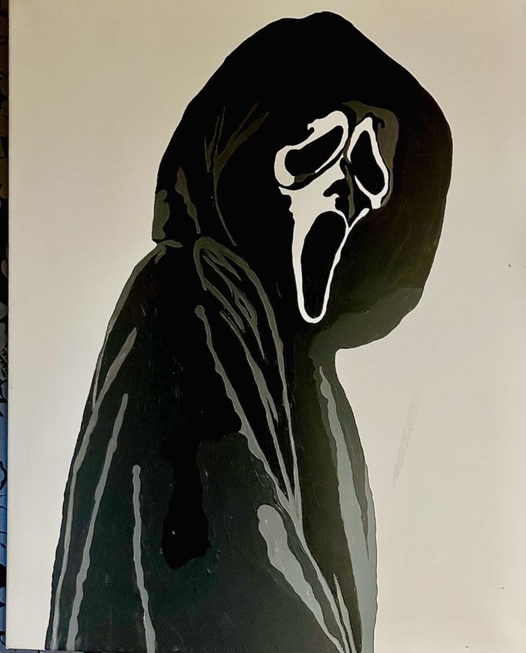 Ghostface From the Scream Franchise (hand Drawn Black and White Acrylic ...