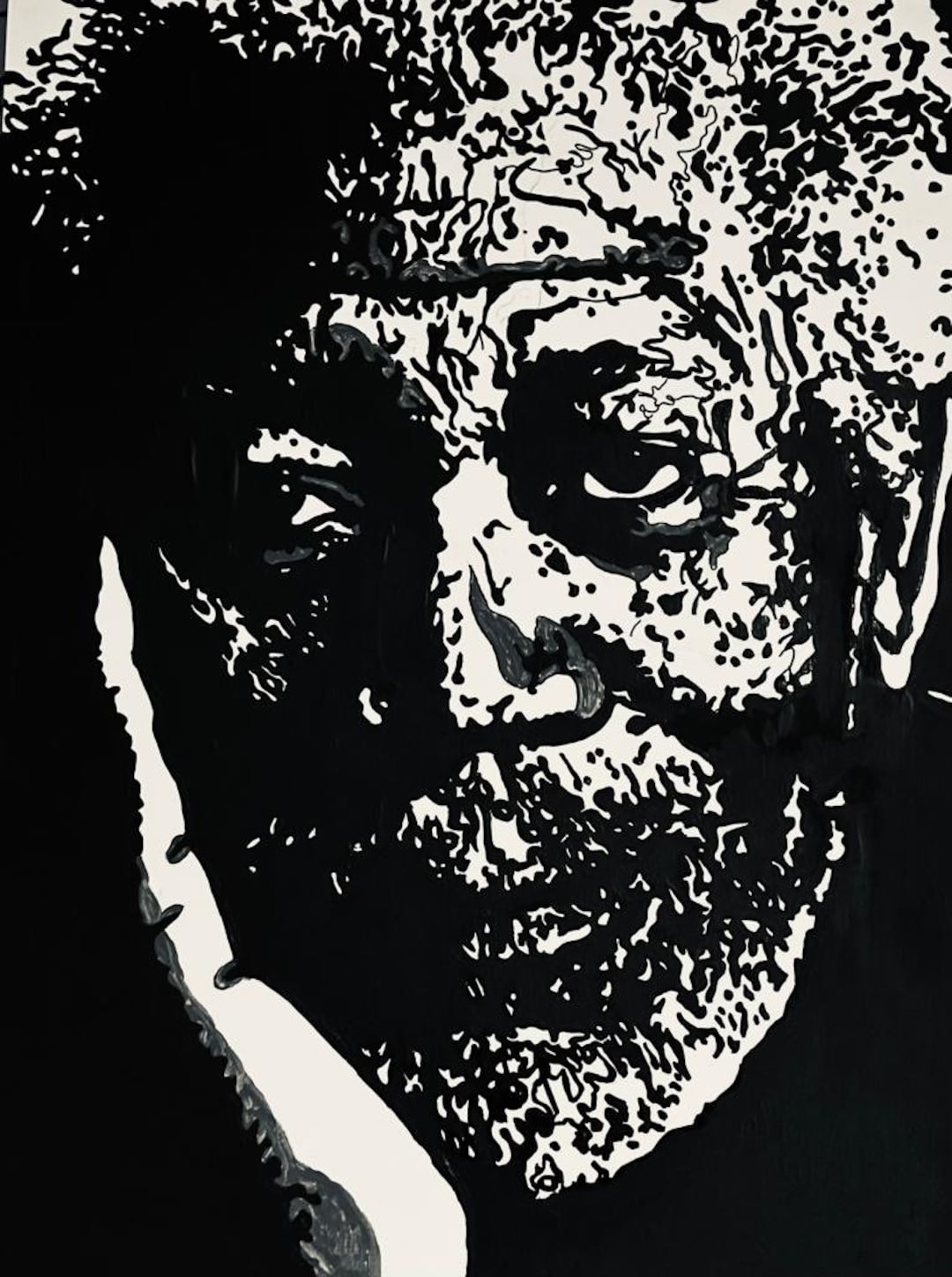 Morgan Freeman (hand Drawn Black and White Acrylic Painting) - Etsy