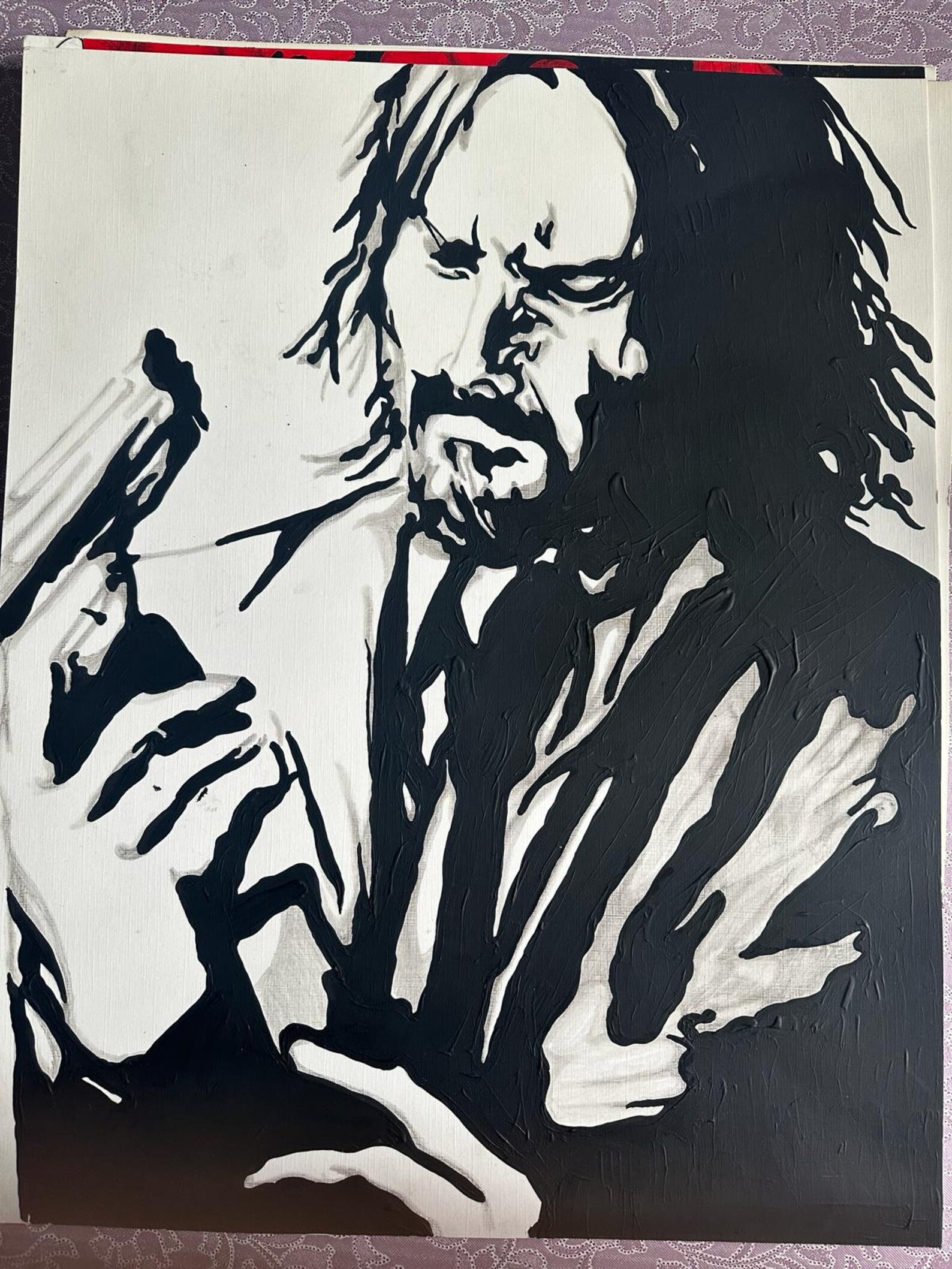 John Wick Played by Keanu Reeves hand Drawn Black and White Acrylic ...